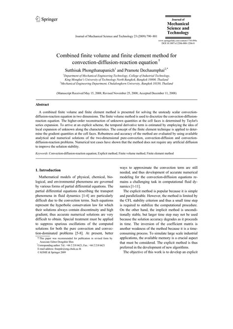 pdf combined finite volume and finite element method for convection diffusion reaction equation