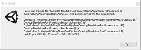 moving file failed moving temp stagingarea windowsplayer exe unity forum