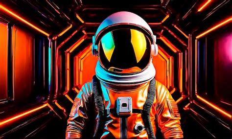 Premium AI Image Abstract Astronaut In Orange Spaceship In 3d Render
