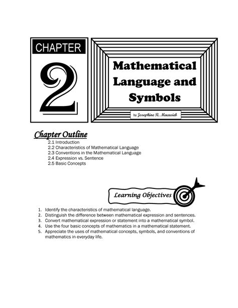 mmw 0001 mathematics in the modern world chapter 2 mathematical language and symbols chapter