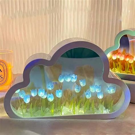 Amazon Espejo de luz nocturna de tulipán lámpara de escritorio de