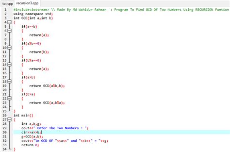 program to find greatest common divisor of two numbers using recursion