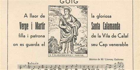 GOIG A Llaor De La Gloriosa Verge I Martir Santa Calamanda Sense Data