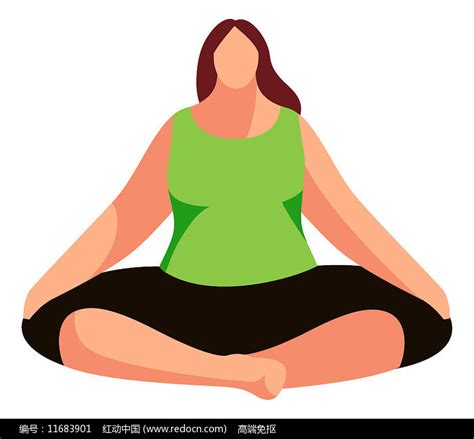 手绘卡通盘腿坐的女性图片下载 红动中国
