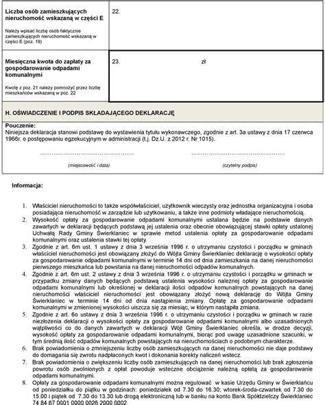 DEKLARACJA O WYSOKOŚCI OPŁATY ZA GOSPODAROWANIE ODPADAMI KOMUNALNYMI