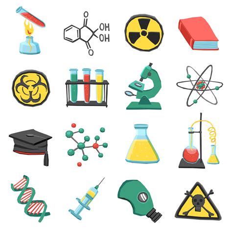 Conjunto de iconos de química de laboratorio 469703 Vector en Vecteezy