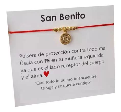 Pulsera Hilo Rojo Medalla San Benito Proteccion