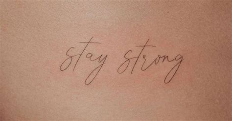 Stay Strong Lettering Tattoo On The Rib