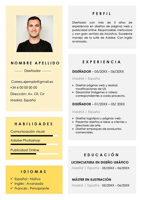 Ejemplo Curriculum Vitae de Diseñador Descarga Gratis