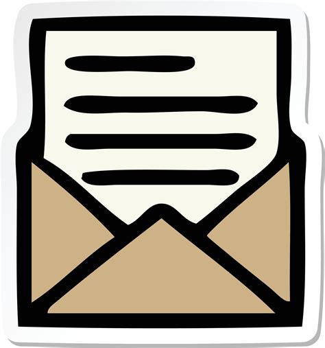 Pegatina De Una Linda Carta De Dibujos Animados Y Un Sobre 10432404