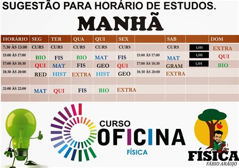 Sugest O De Hor Rio De Estudo Para Manh