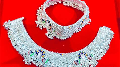 Latest Heavy Silver Anklet Design 2024 Rajwadi Pattern Dulhan Payal