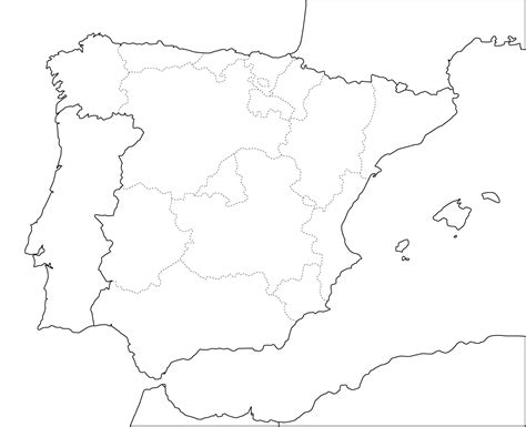 Mapa político mudo de España para imprimir Mapa de comunidades