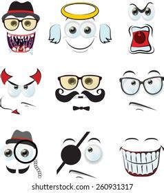 Set Cartoon Faces Different Emotions Stock Vector Royalty Free