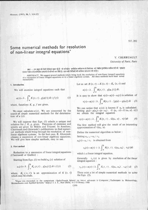 pdf some numerical methods for resolution of non linear integral equations