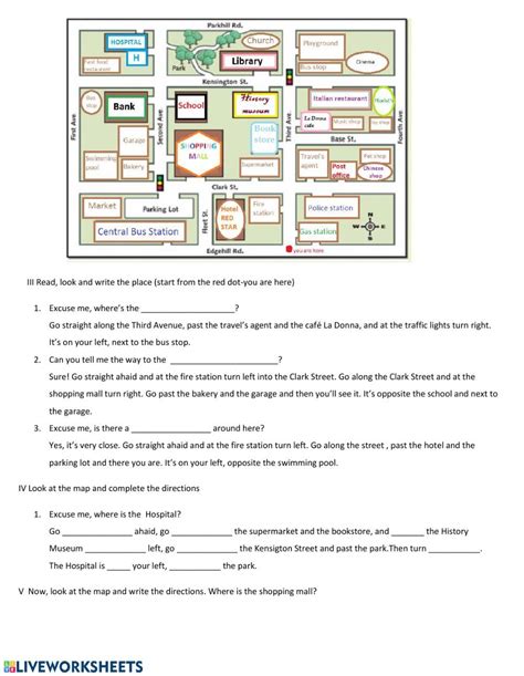 Asking For And Giving Directions Interactive Worksheet Map