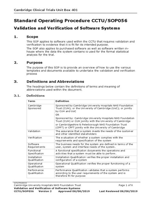 validation and verification procedures for clinical trials software systems pdf verification