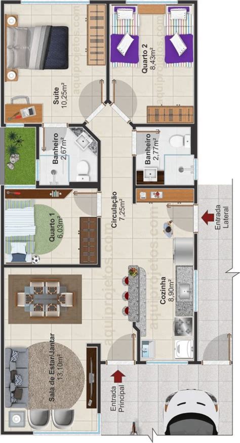 Plantas De Casas Quartos Projetos Variados Para