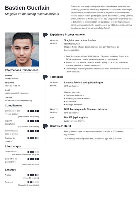 Exemple De Cv Gratuit A Telecharger
