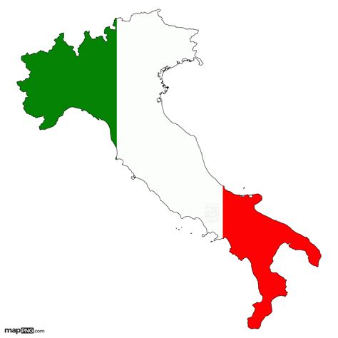 Italy Map With The Italian Flag