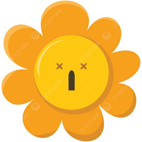 Cute Sun Flower Emoji Crossed Eyes Expression Vector Sun Flower