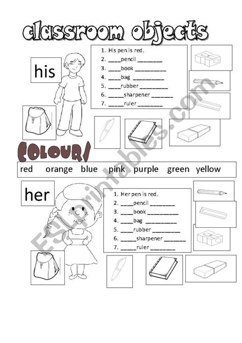 Possessive Adjectives His Her Classroom Objects And Colours Hope You