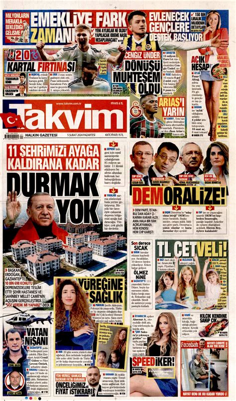 Takvim Gazetesi Takvim Manşet Oku Haberler 05 Şubat 2024