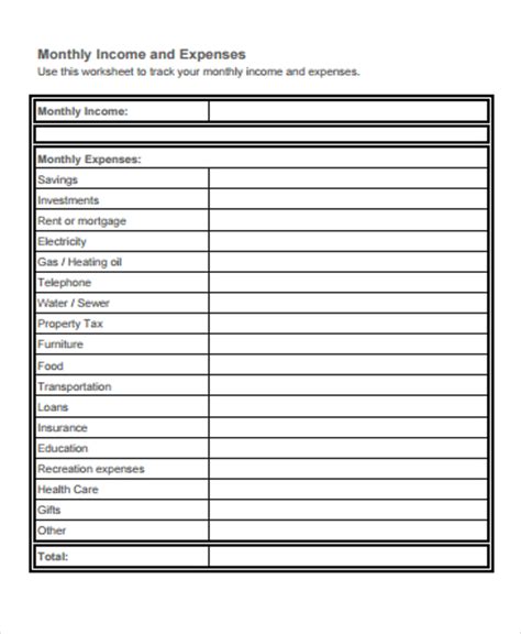 Expense Sheet Templates In Pdf