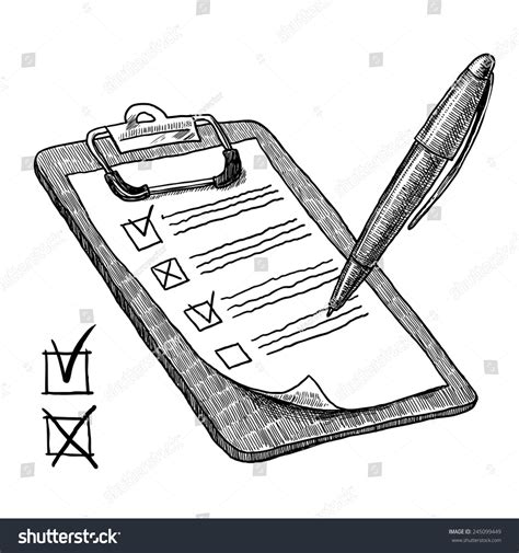 Clipboard Check List Questionnaire Checkboxes Pen Stock Vector Royalty