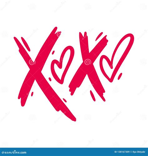 Xoxo Phrase Vector Lettering With Hearts Cartoondealer