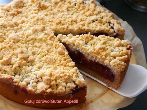 Gotuj zdrowo Guten Appetit Kruche ciasto ze śliwkami z kruszonką
