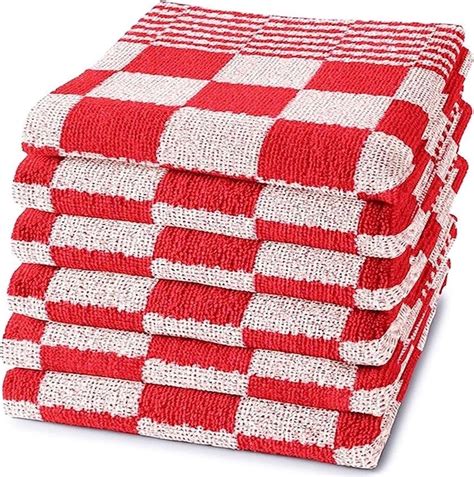 Homéé Keukendoek 50x50 cm Holland Art geblokt 100 katoen 6 stuks rood