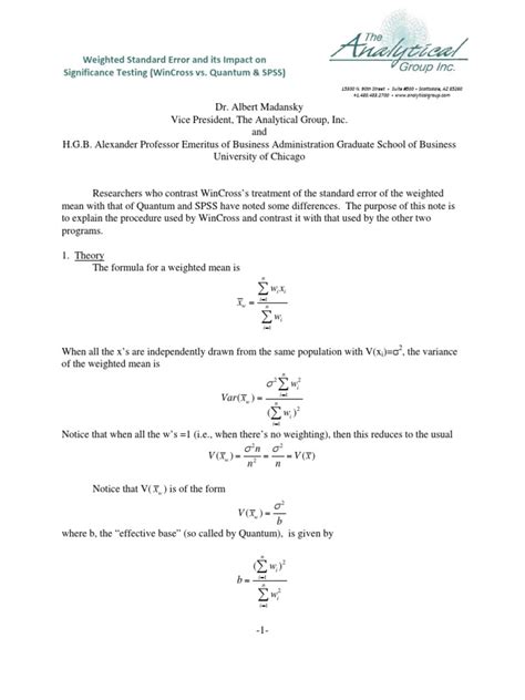 weighted mean pdf weighted arithmetic mean variance