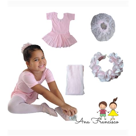 kit completo roupa de ballet balé bailarina infantil body collant meia