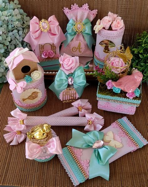 There Are Many Pink And Blue Items On The Table