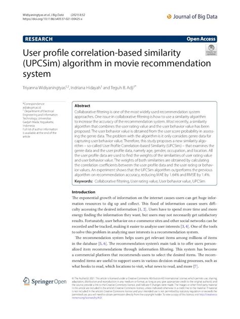 pdf user profile correlation based similarity upcsim algorithm collaborative ltering