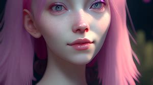 Pink Hair Ai Art Digital Art Stable Diffusion Women Wallpaper
