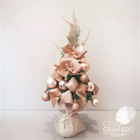 Rvore De Natal Decorada Pequena Rose Gold Cm Vai Montada
