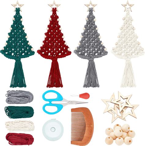 Amazon FREEBLOSS 4 Set Christmas Tree Macrame DIY Kit For