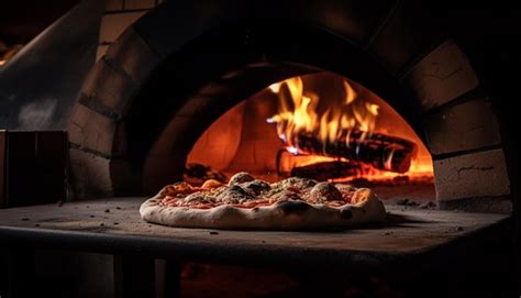 Une Pizza Au Feu De Bois Est Cuite Dans Un Four à Bois Photo Gratuite