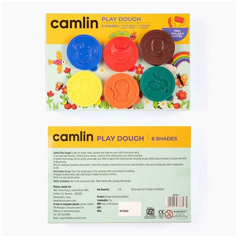Camlin Play Dough Pack Of 6 300g Clay With 1 Cutter Roller