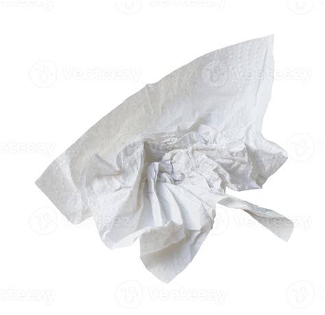 Single Screwed Or Crumpled Tissue Paper Or Napkin In Strange Shape After Use In Toilet Or
