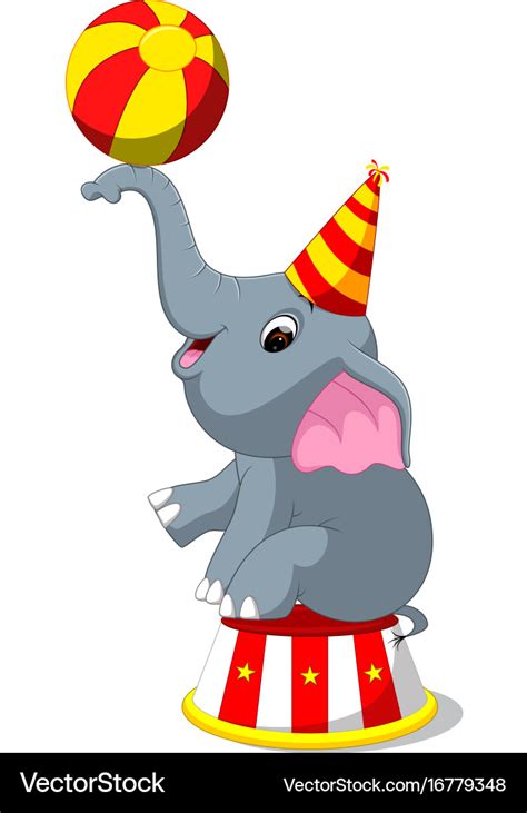Vintage Circus Elephant On Ball Clip Art