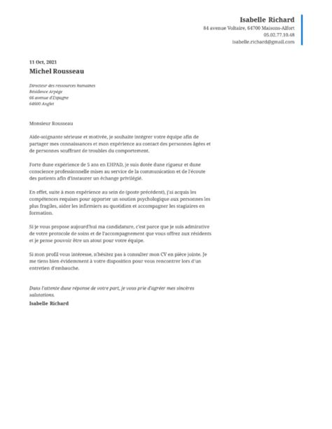 Lettre de motivation pour une candidature spontanée OnlineCV
