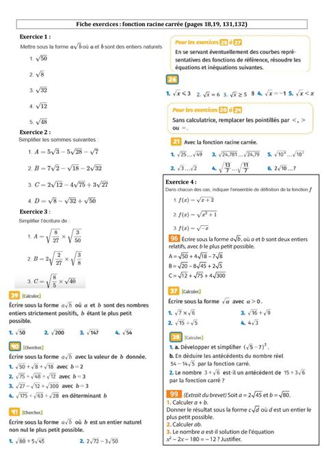 PDF exercice racine carré pdf PDF Télécharger Download