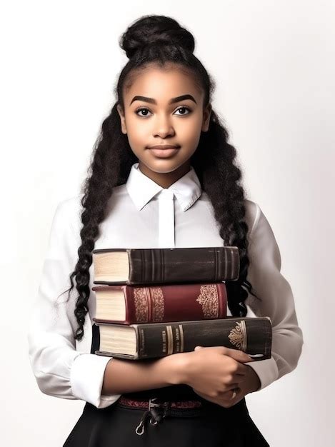 Retrato De Uma Linda Adolescente Negra Livros Em Seu Conceito De