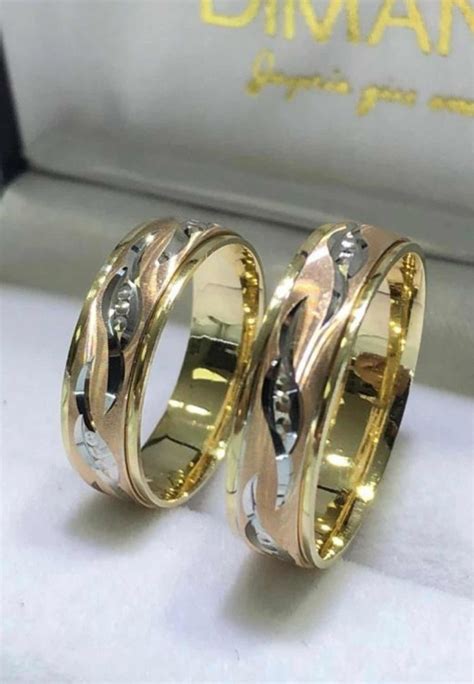 Anillos De Boda 3 Oros 10k Par 5 5mm Confort Litgh Meses Sin Intereses