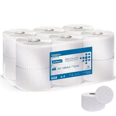 PAPIER TOALETOWY JUMBO VELVETCARE 12 ROLEK 100M 2W BIAŁY MIĘKKI