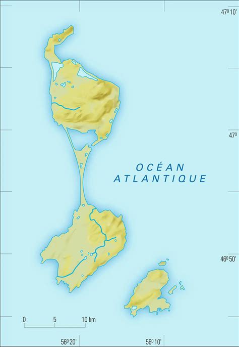 Saint Pierre et Miquelon France carte physique vierge Média