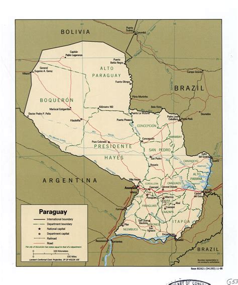 Large Detailed Political And Administrative Map Of Paraguay With Marks